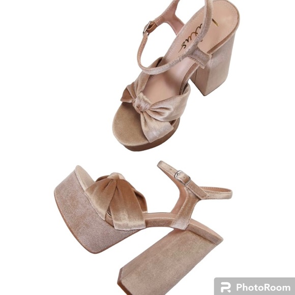 Lulus | Shoes | Lulus Falura Champagne Velvet Knotted Platform High ...